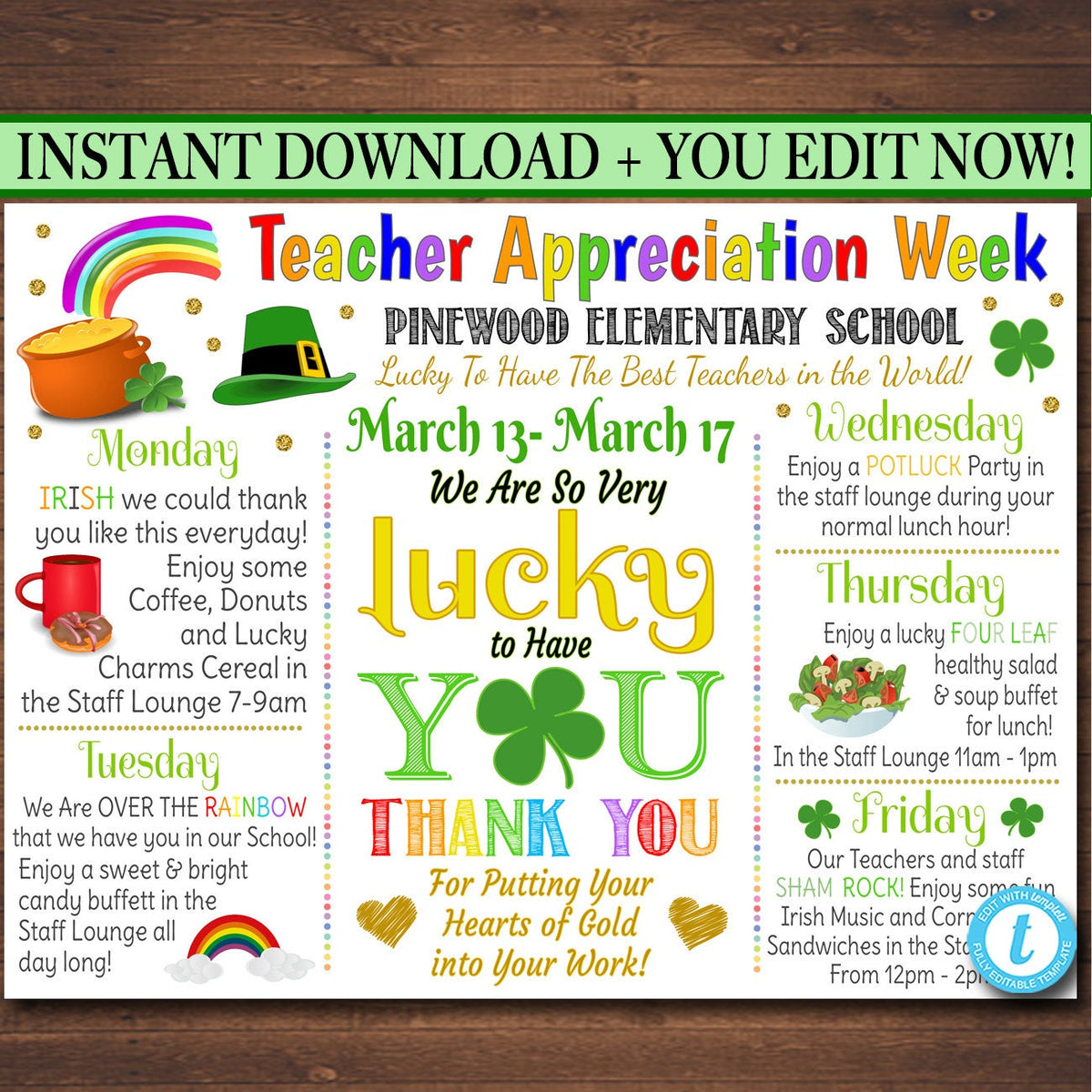 St. Patrick's Day Lucky Theme - Teacher Appreciation Week — TidyLady ...
