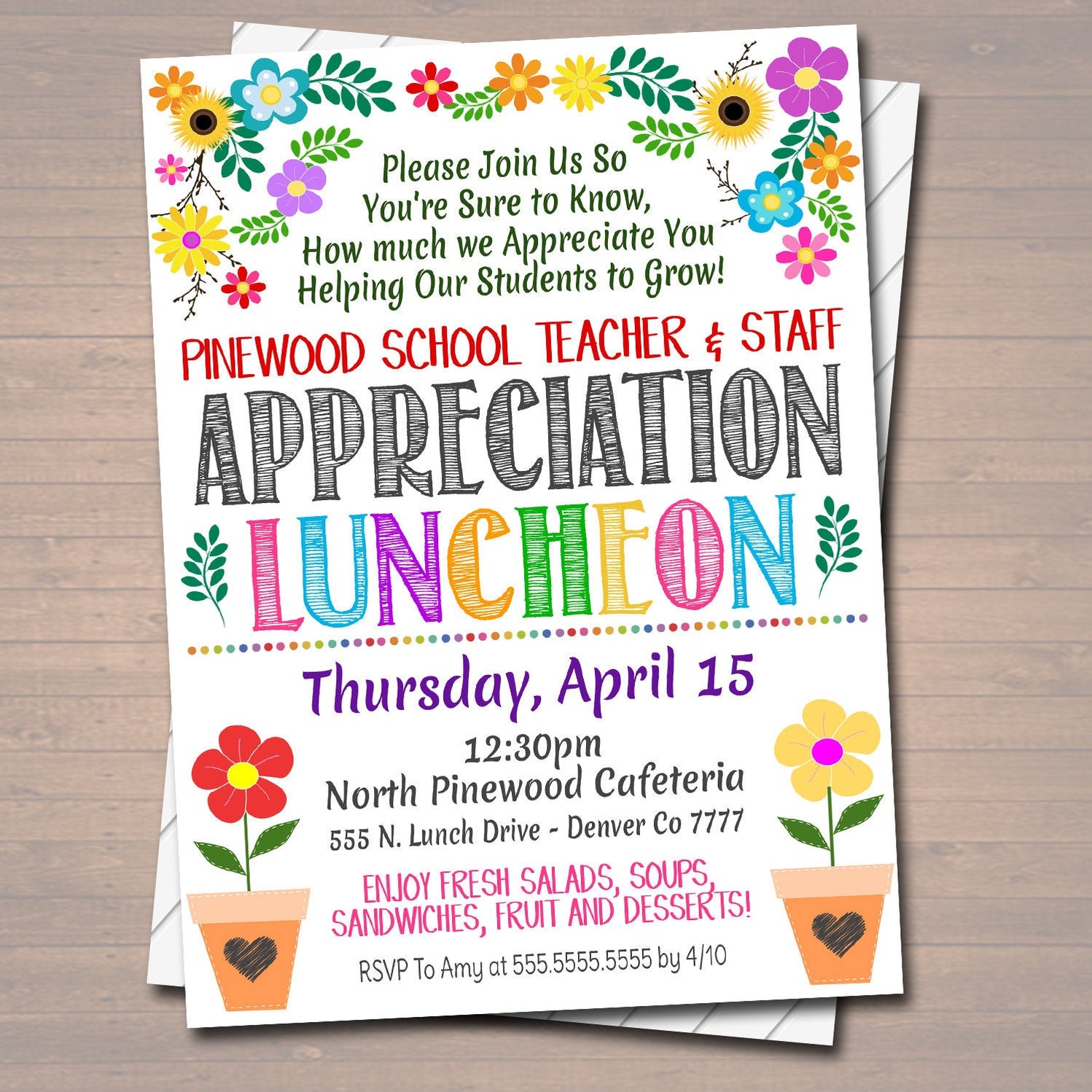 Teacher Appreciation Staff Luncheon Invitation — TidyLady Printables