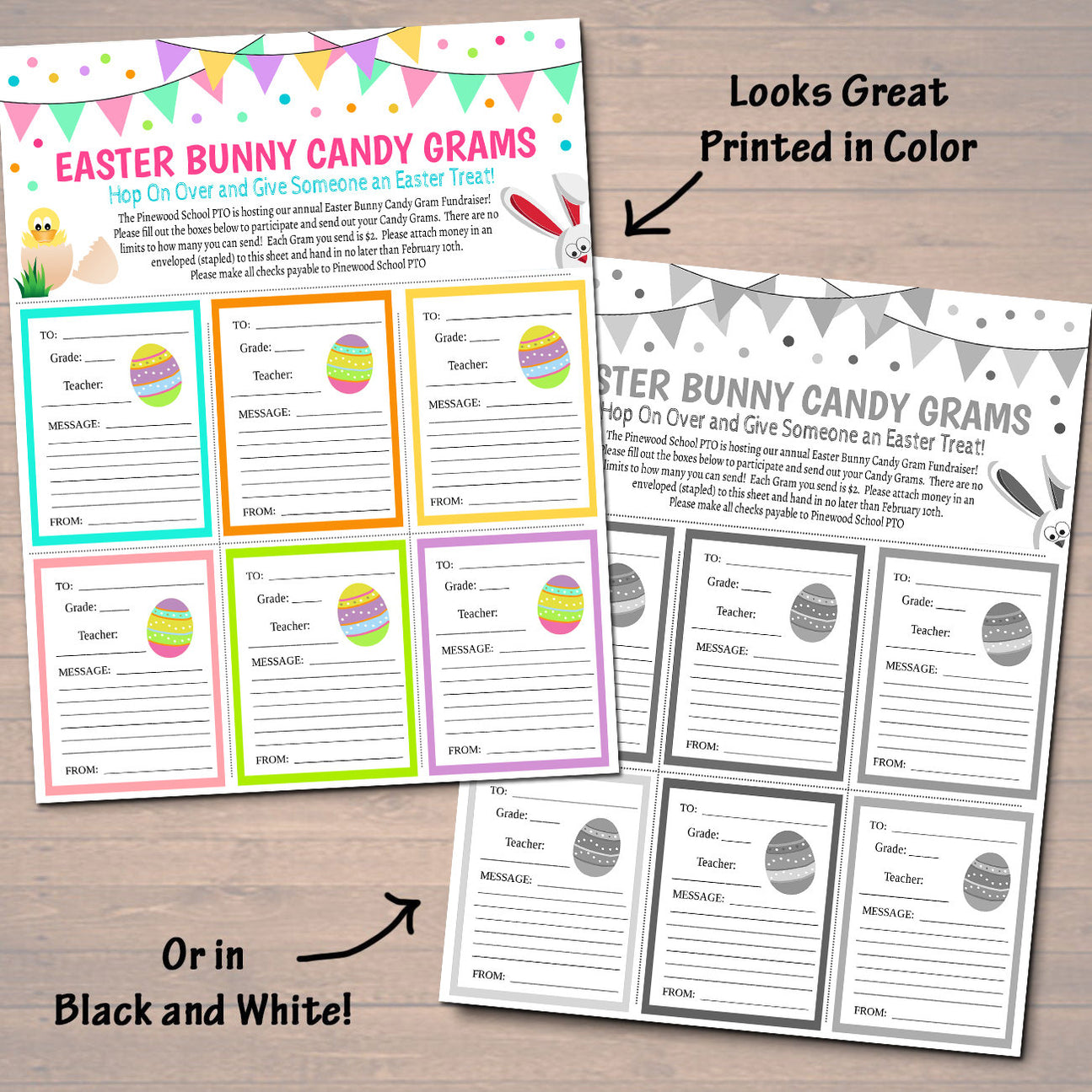 Easter Candy Gram Flyer - School Fundraiser Template — TidyLady Printables