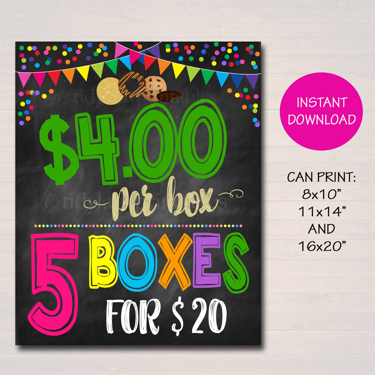 Cookie Booth Price Sign | TidyLady Printables