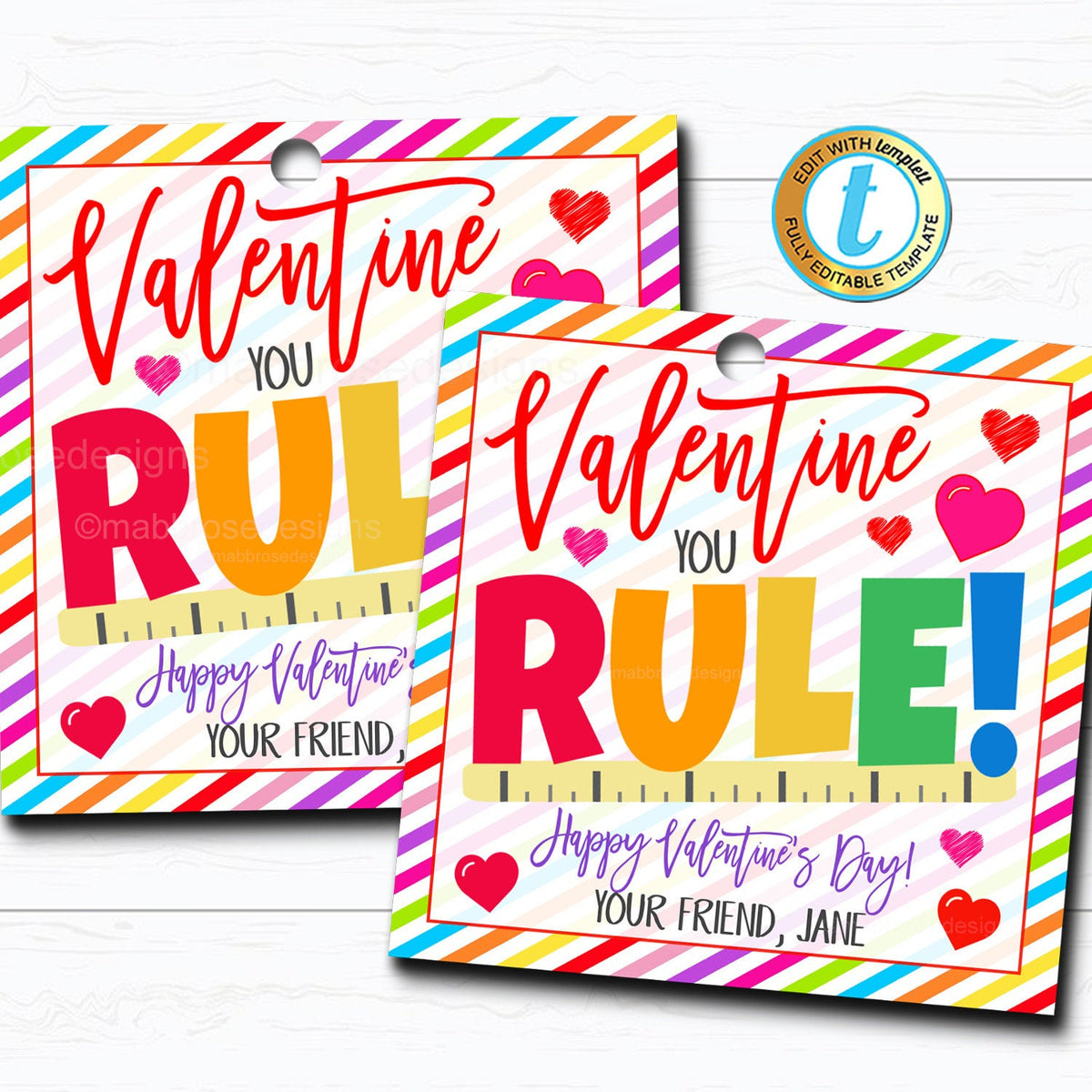 Ruler Valentine's Gift Tag | TidyLady Printables