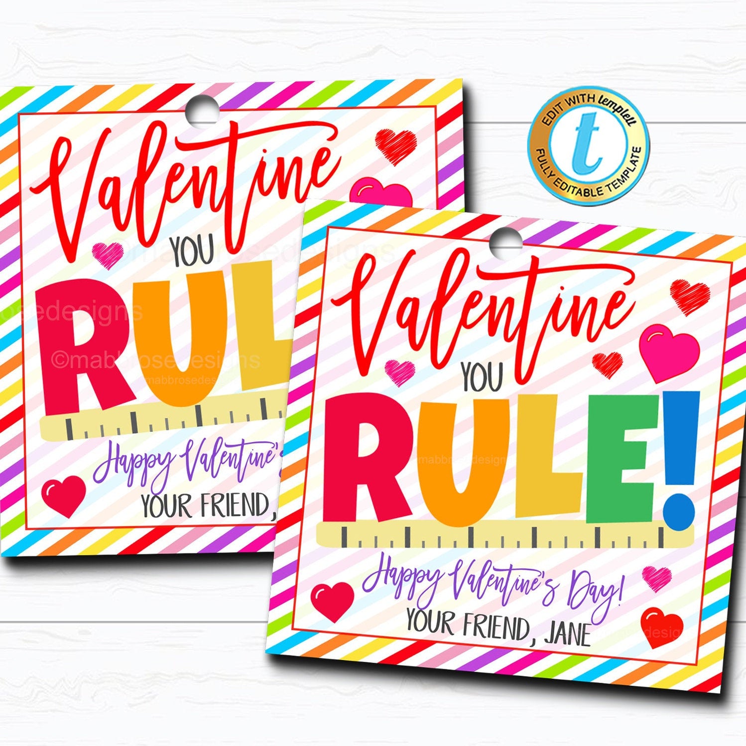 Ruler Valentine's Gift Tag | TidyLady Printables
