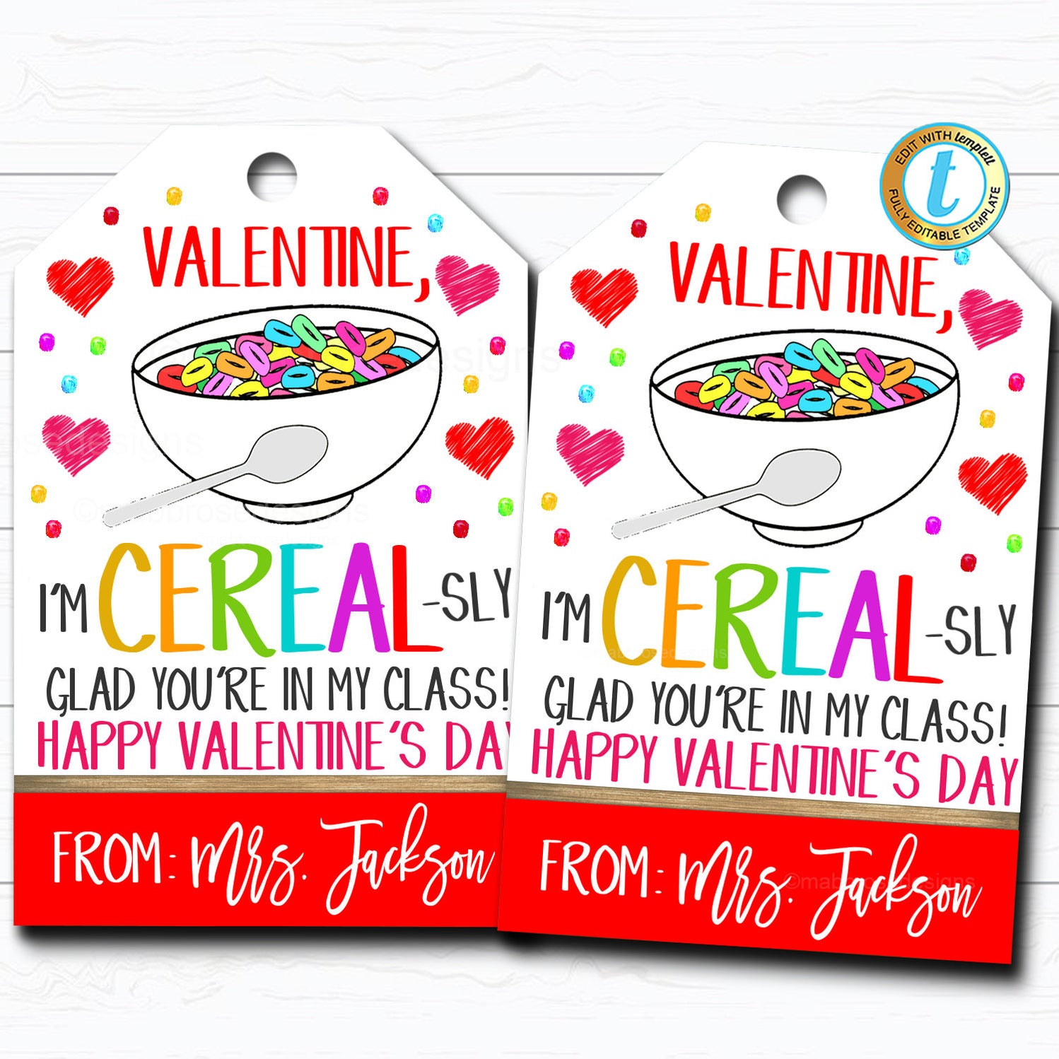 Cereal-sly Valentine's Day Gift Tag | TidyLady Printables