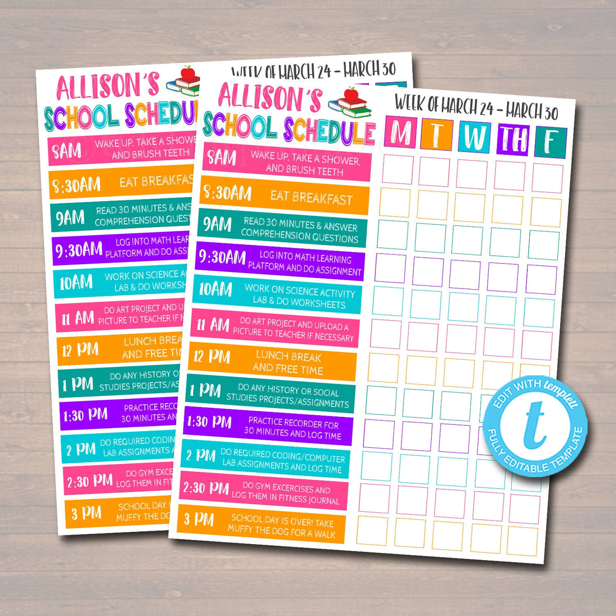 Student Homework Organizer Editable Template — TidyLady Printables