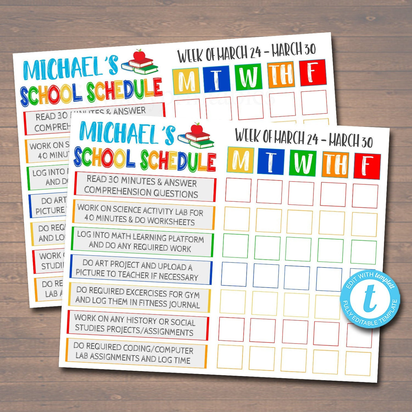 Homeschool Schedule - Daily Weekly Subject Checklist — TidyLady Printables