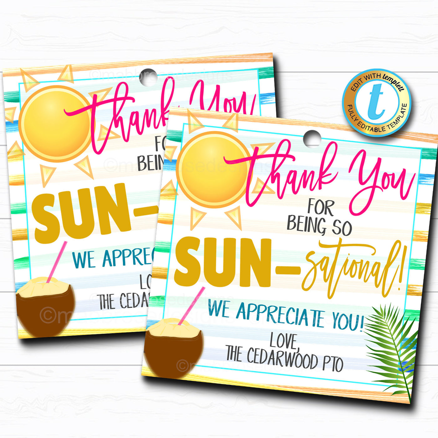 Thank You Tag "Thanks for Being Sun-sational" Printable — TidyLady ...