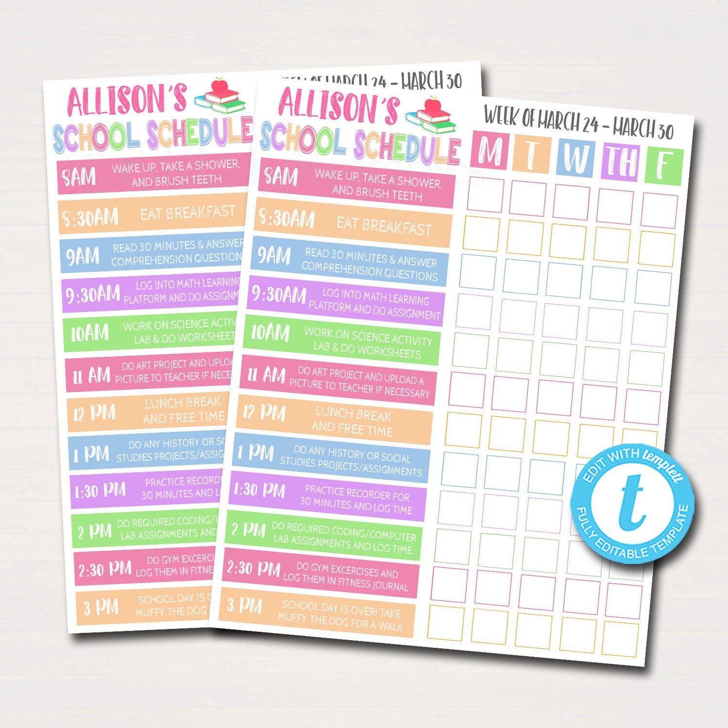 Homework Organizer - Kids Student Calendar Printable — TidyLady Printables