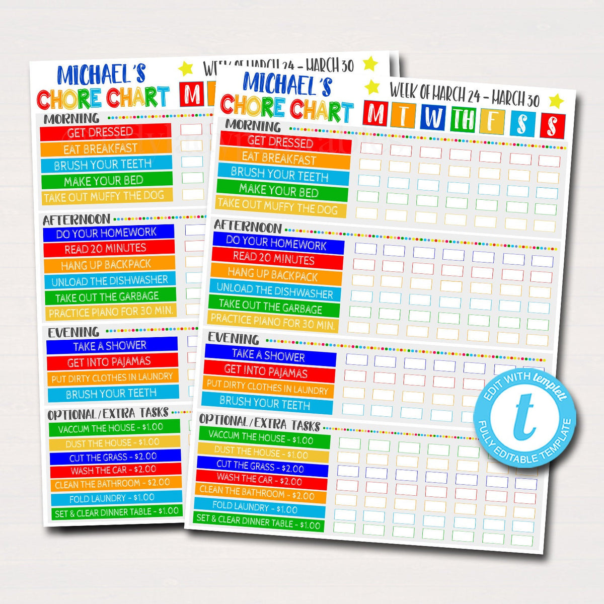 Kids Task Organizer Calendar Planner Printable Template — TidyLady ...
