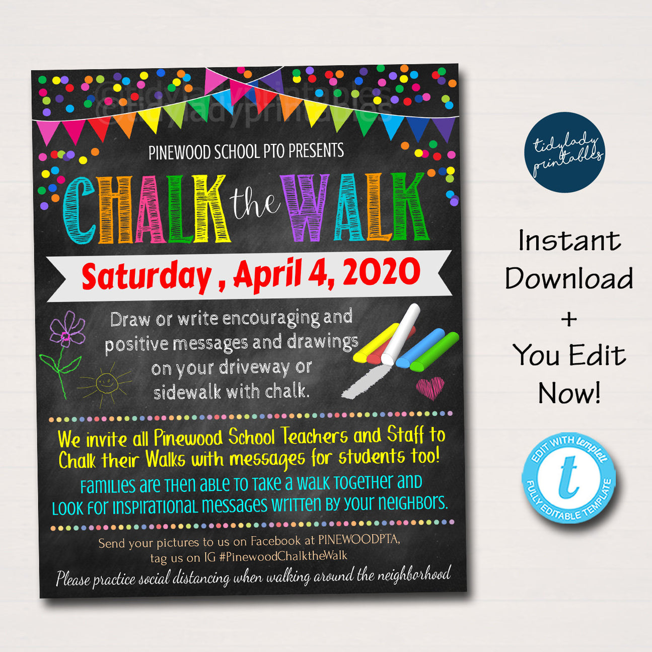 Chalk the Walk Flyer Template | TidyLady Printables