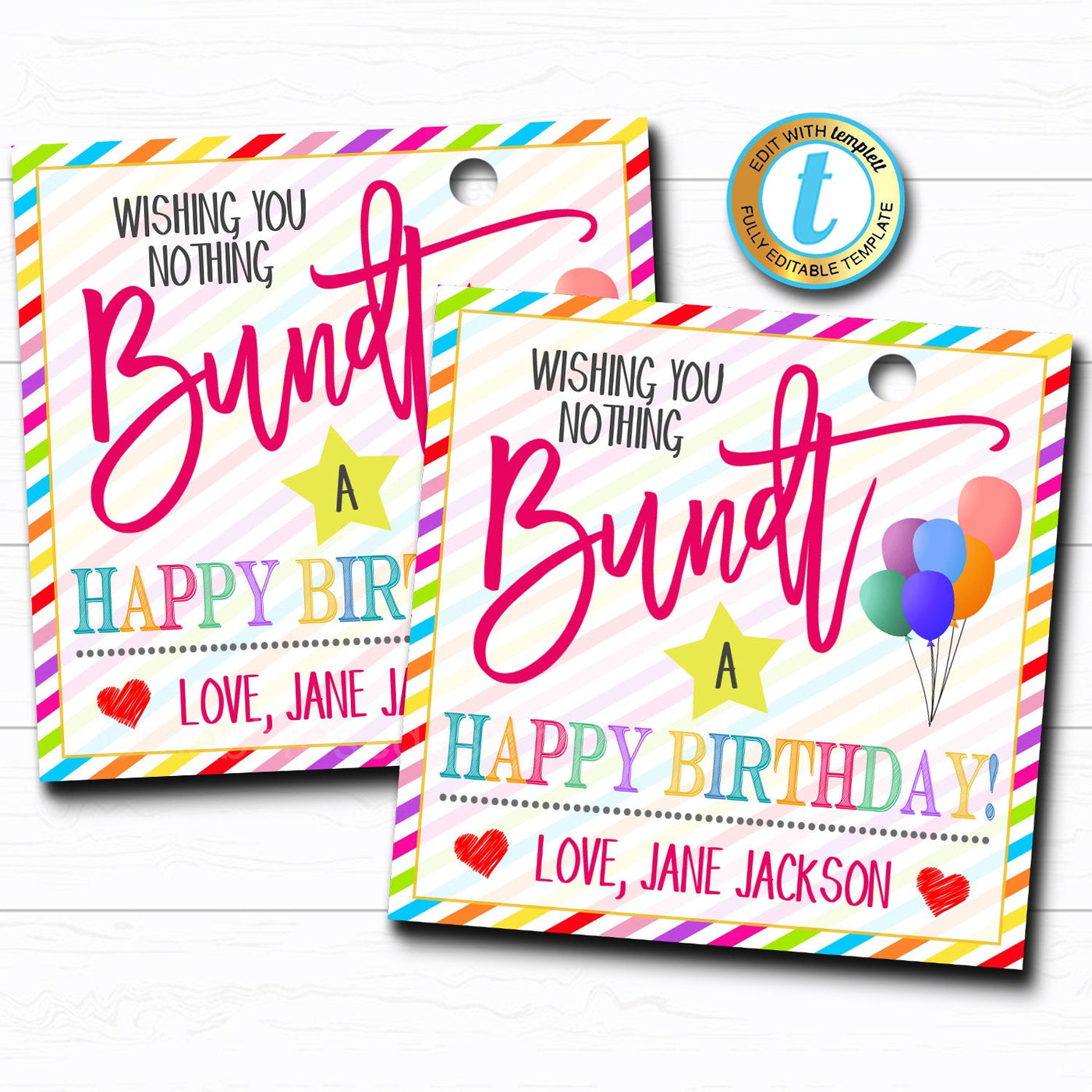 Birthday Gift Tag Wishing You Nothing Bundt a Happy Birthday — TidyLady ...