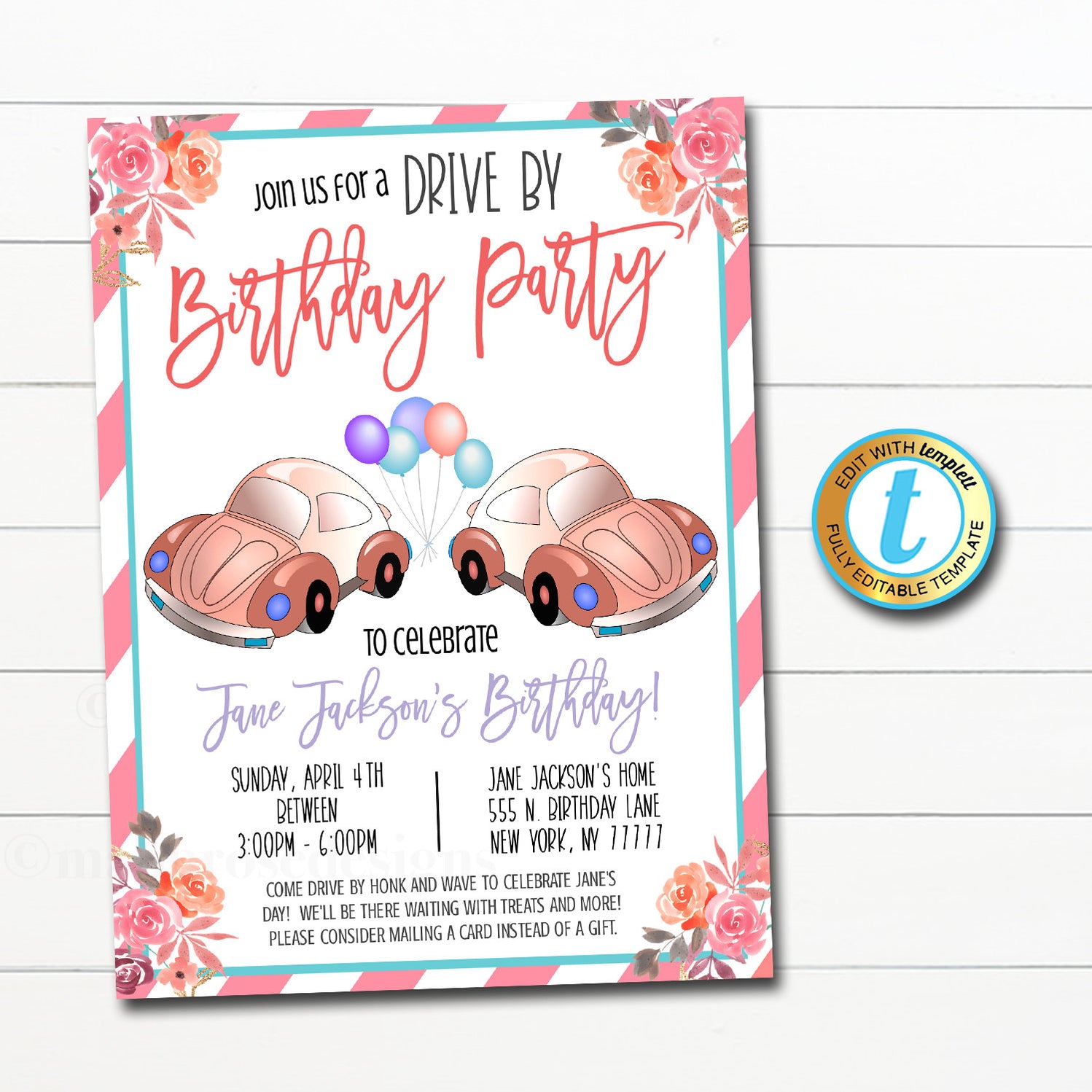 Drive By Birthday Parade Invitation | TidyLady Printables