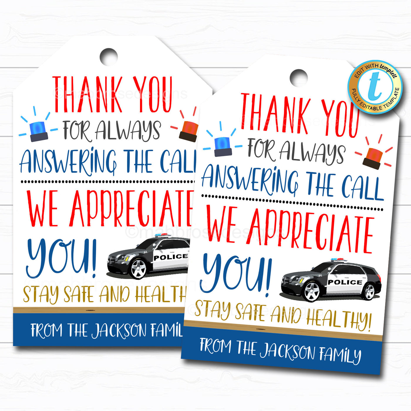 Police Appreciation Gift Tag | TidyLady Printables