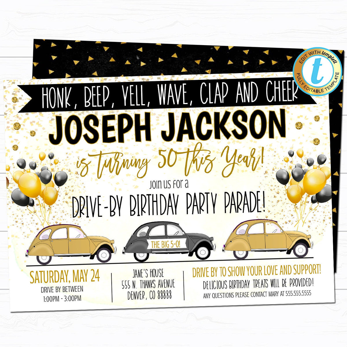 Drive By Birthday Party Parade Invite | TidyLady Printables