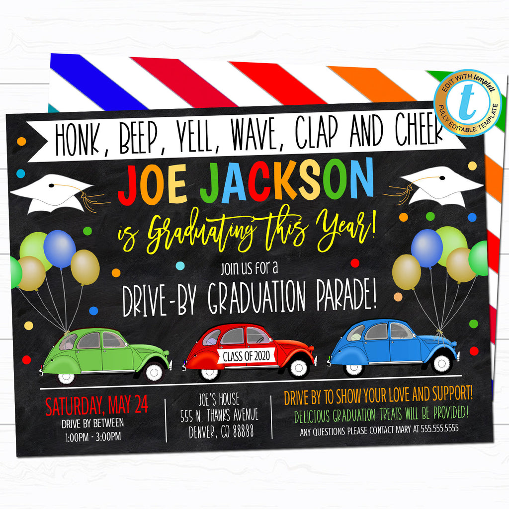 Drive By Birthday Parade Invitations | TidyLady Printables