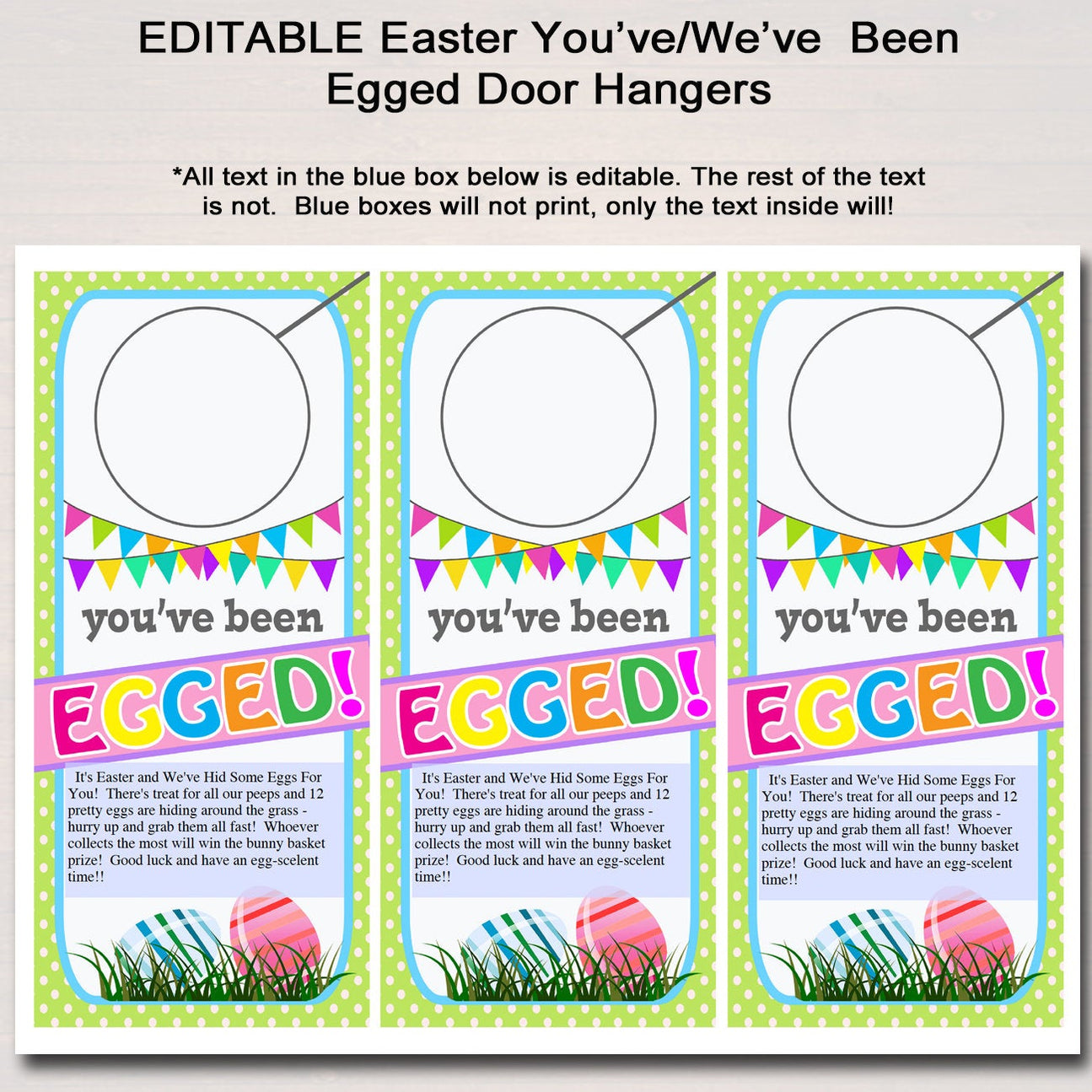 You've Been Egged Door Hangers, Easter Egg Hunt Sign Kit, Easter Print ...