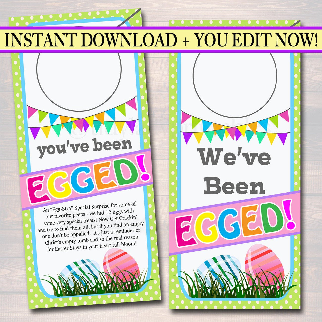 You've Been Egged Door Hangers, Easter Egg Hunt Sign Kit, Easter Print ...