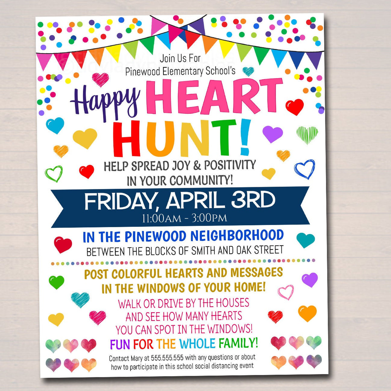 Happy Heart Hunt Flyer | TidyLady Printables