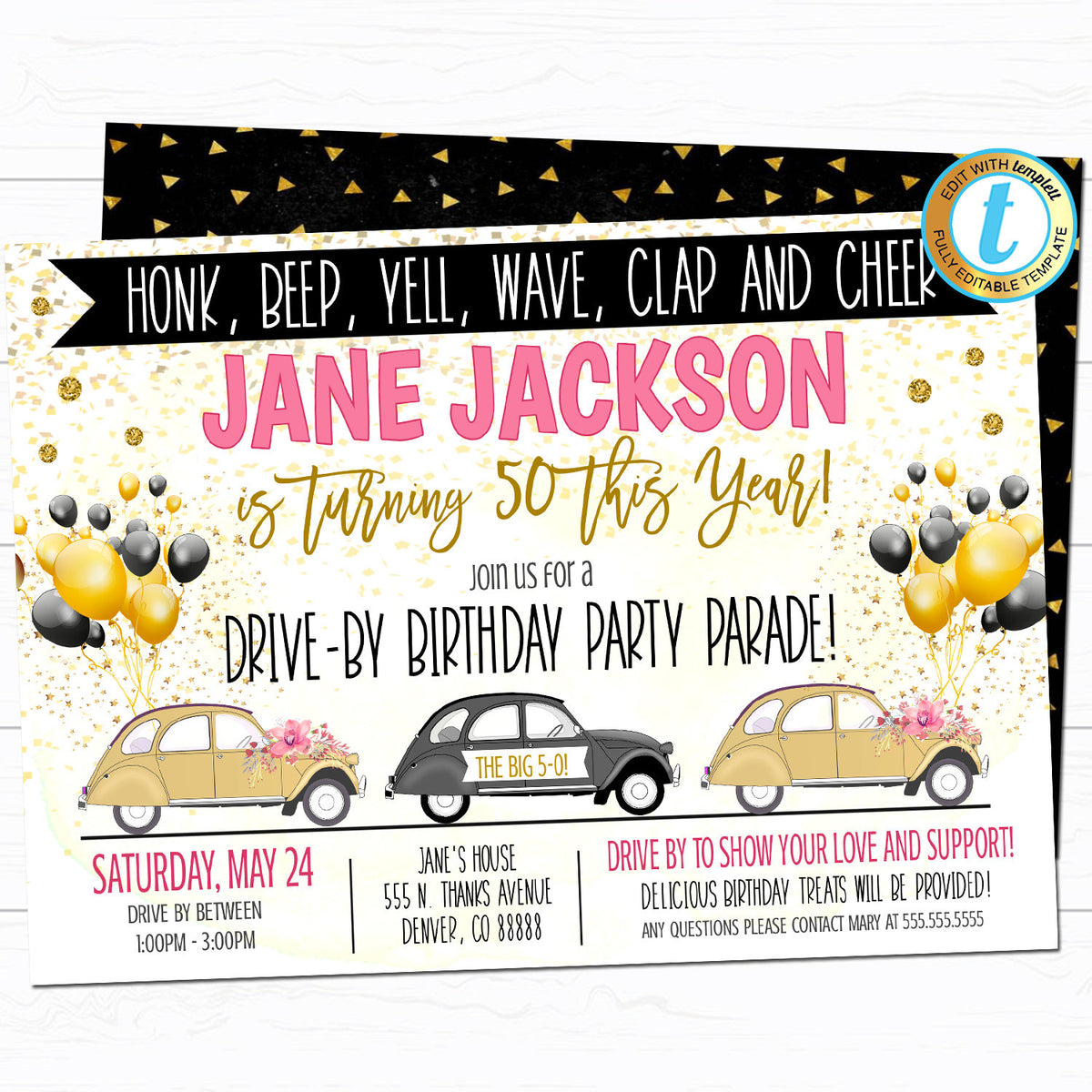Drive By Birthday Party Parade Invite | TidyLady Printables