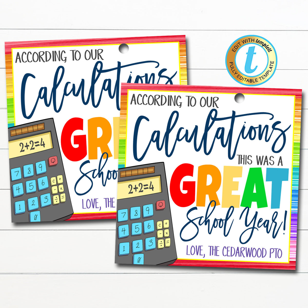 Teacher Calculator Gift Tag | TidyLady Printables