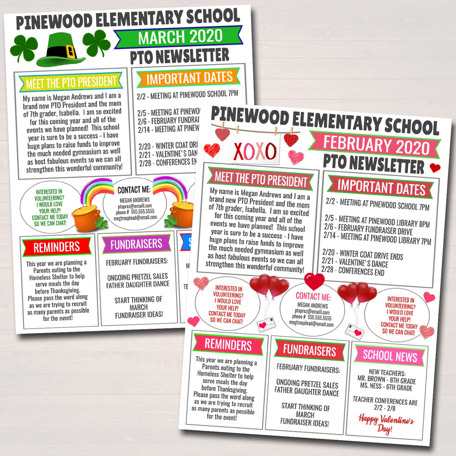 School Pto Pta Newsletter Template Set | TidyLady Printables
