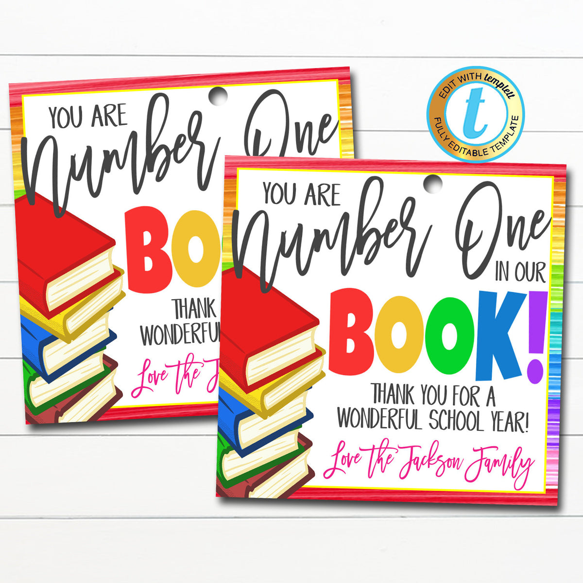 Teacher Gift Tags, Number One in My Book - DIY Template — TidyLady ...