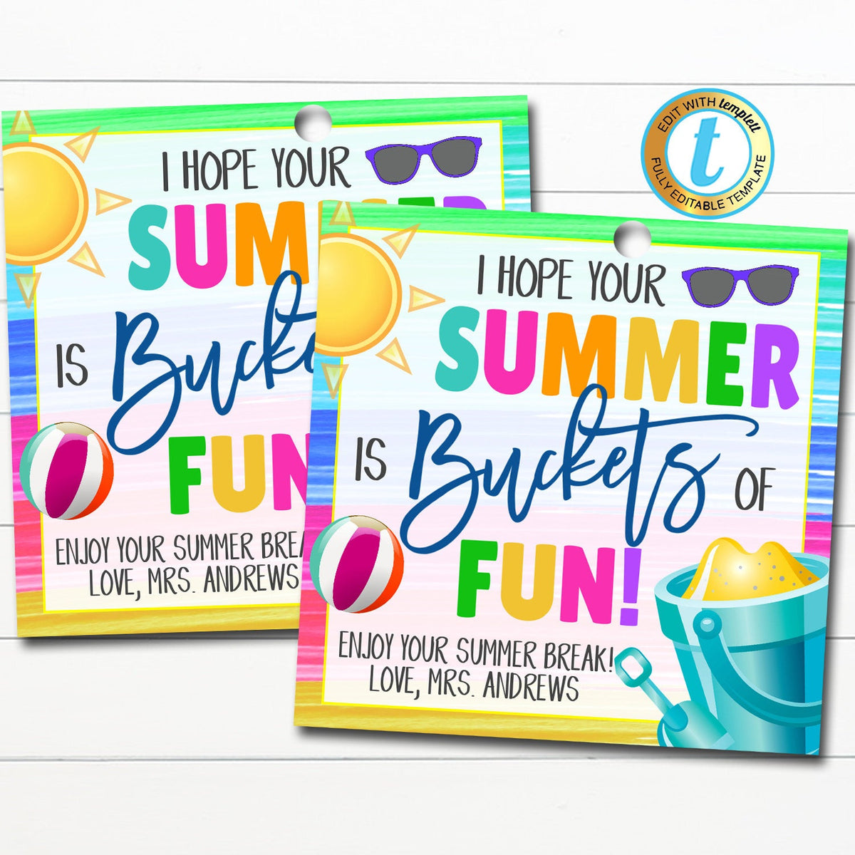 Bucket of Fun Gift Tag, School pto pta Thank You Tag — TidyLady Printables