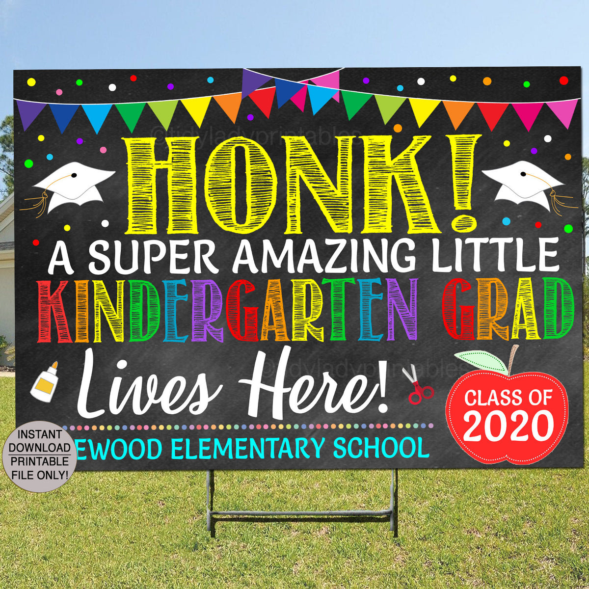 Kindergarten Graduation Yard Sign | TidyLady Printables