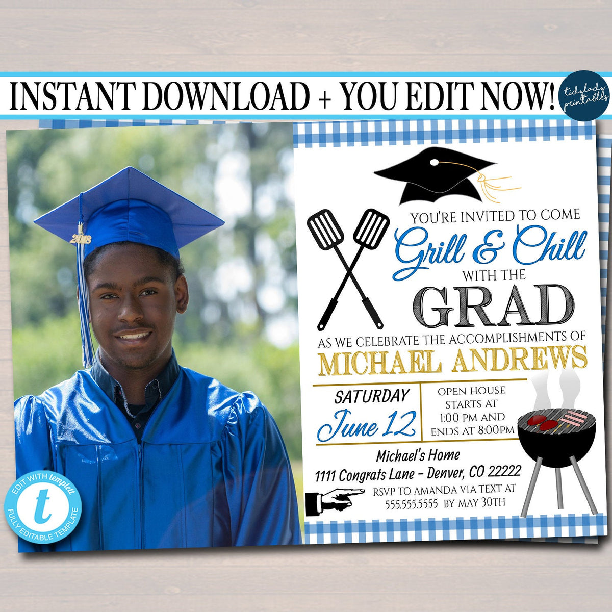 BBQ Graduation Invitation | TidyLady Printables