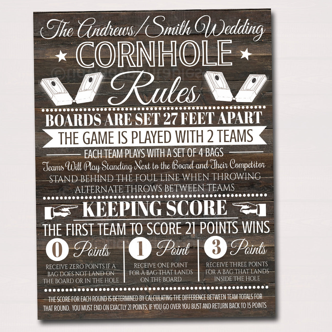 Cornhole Rules Sign - Bag Toss Tournament Yard Sign — TidyLady Printables