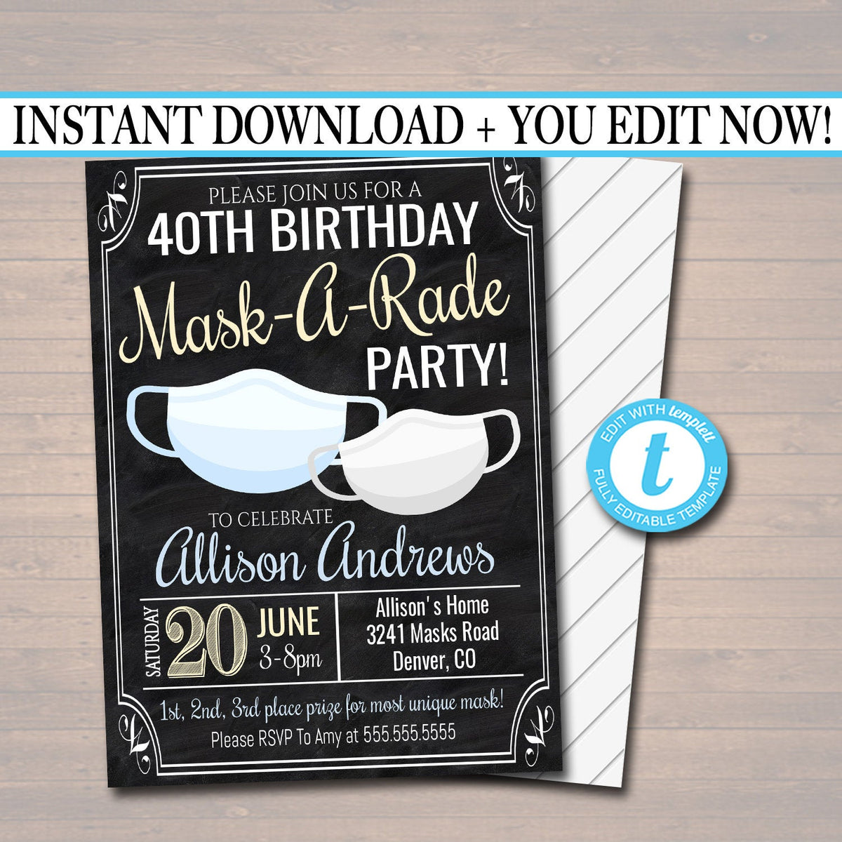 Medical Mask Party Invitation - Mask-a-rade party — TidyLady Printables
