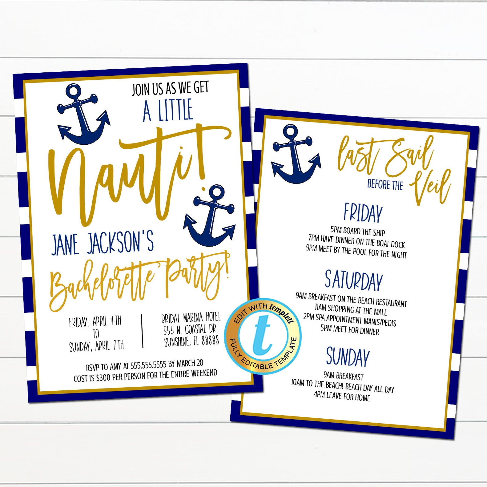 Nautical Bachelorette Weekend Party Invite — TidyLady Printables