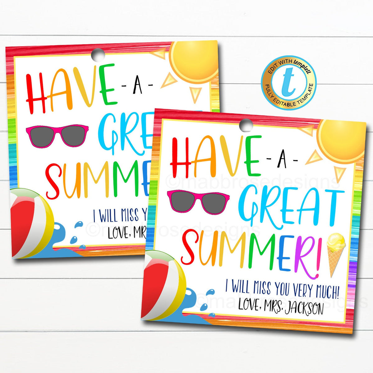 End of School Year Tag - Have a Great Summer Rainbow Bright — TidyLady ...