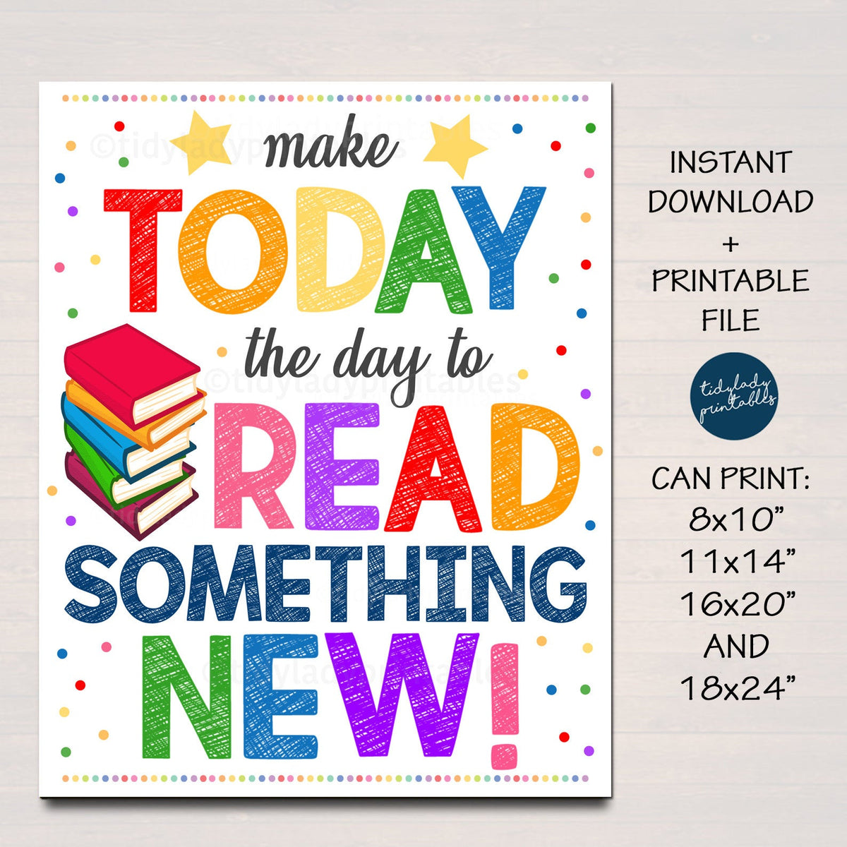 Reading Poster, School Library Classroom Printable Poster — TidyLady ...
