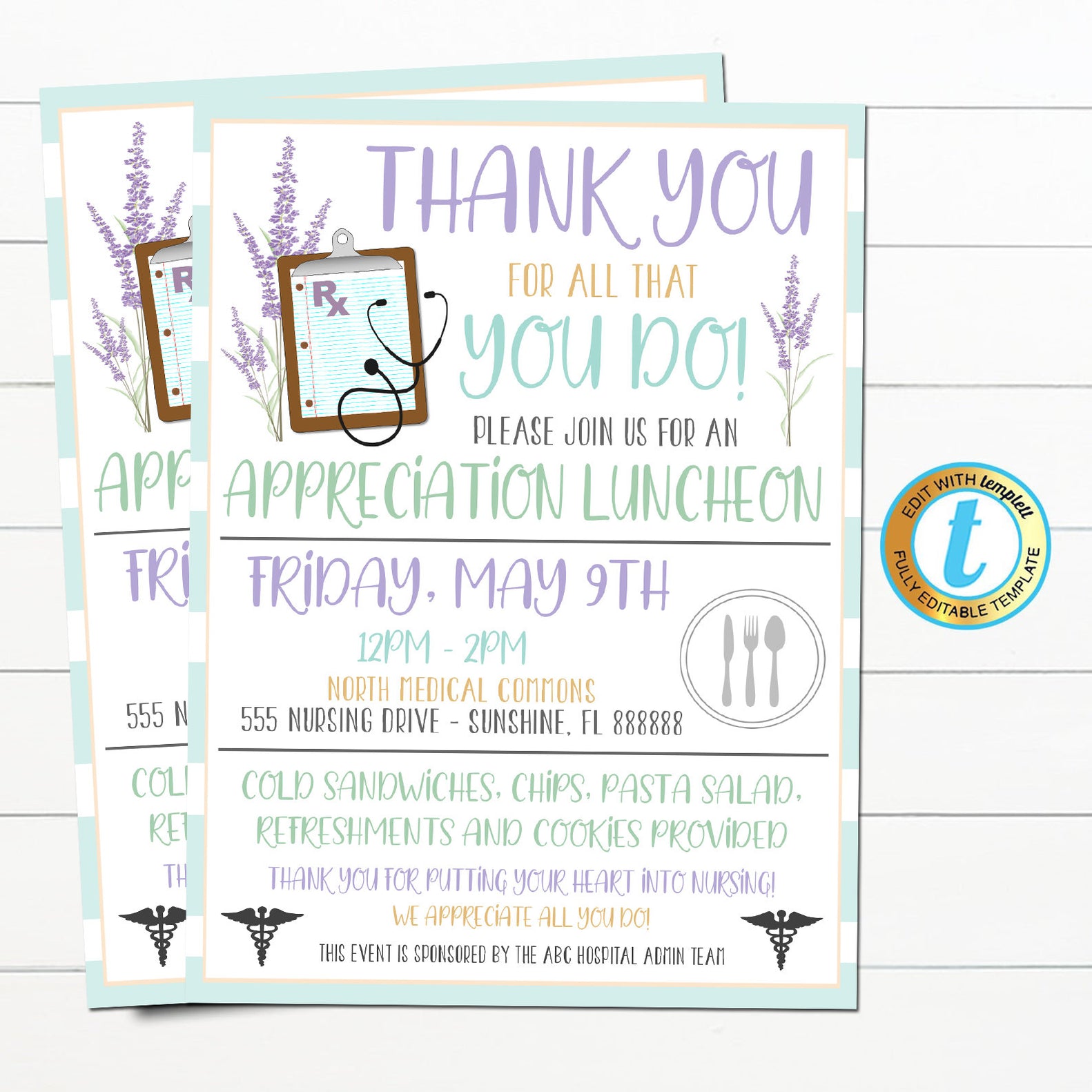 Nurse Appreciation Luncheon Invitation | TidyLady Printables