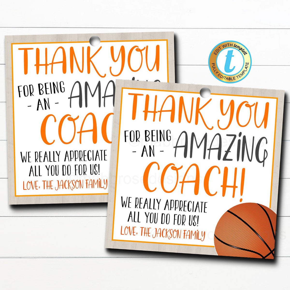 Basketball Coach Gift Tag | TidyLady Printables
