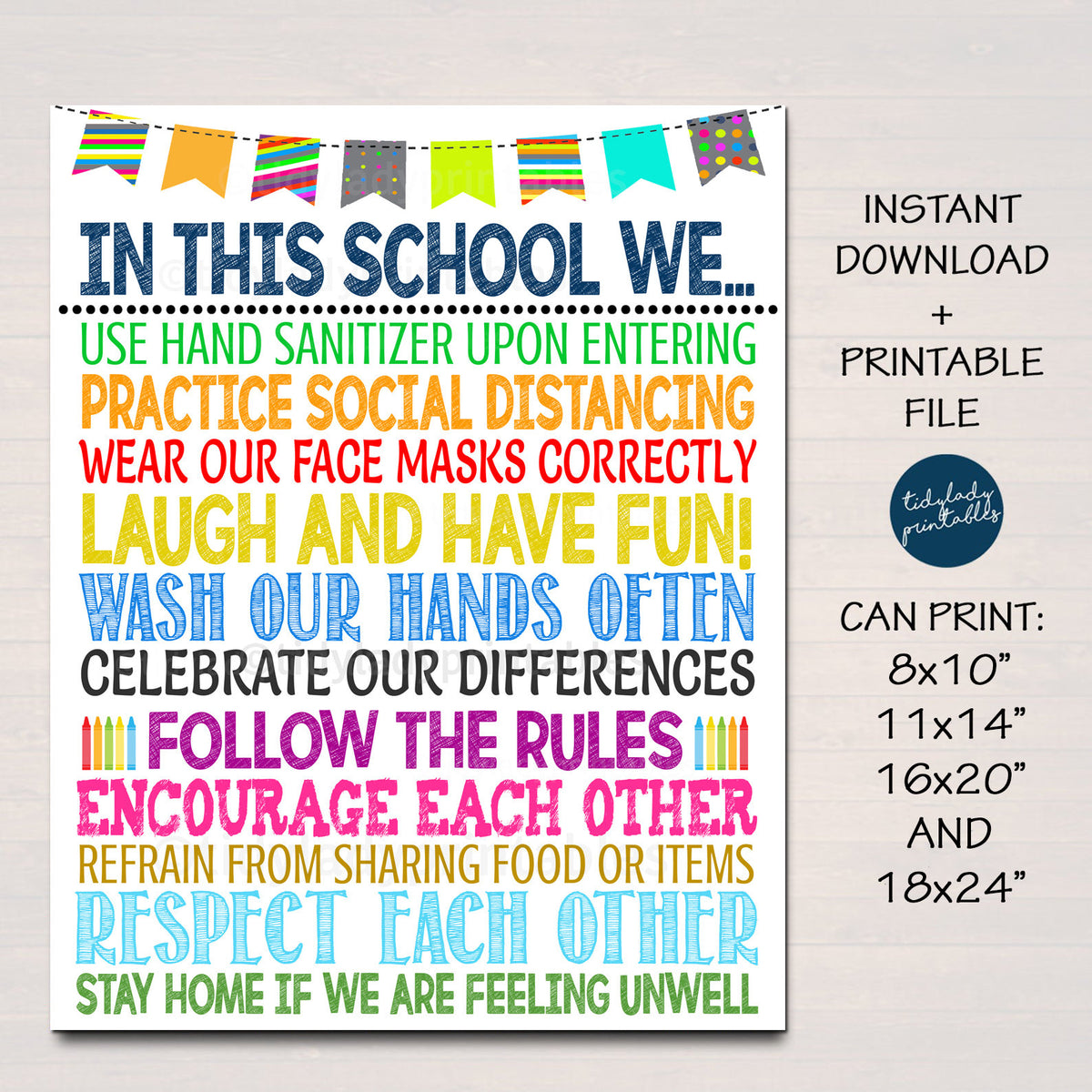 Classroom Rules | School Health Safety Poster — TidyLady Printables