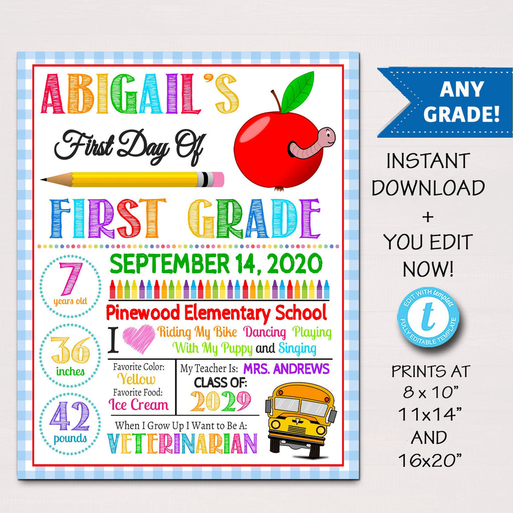 First Day Of School Signs For Girls | TidyLady Printables