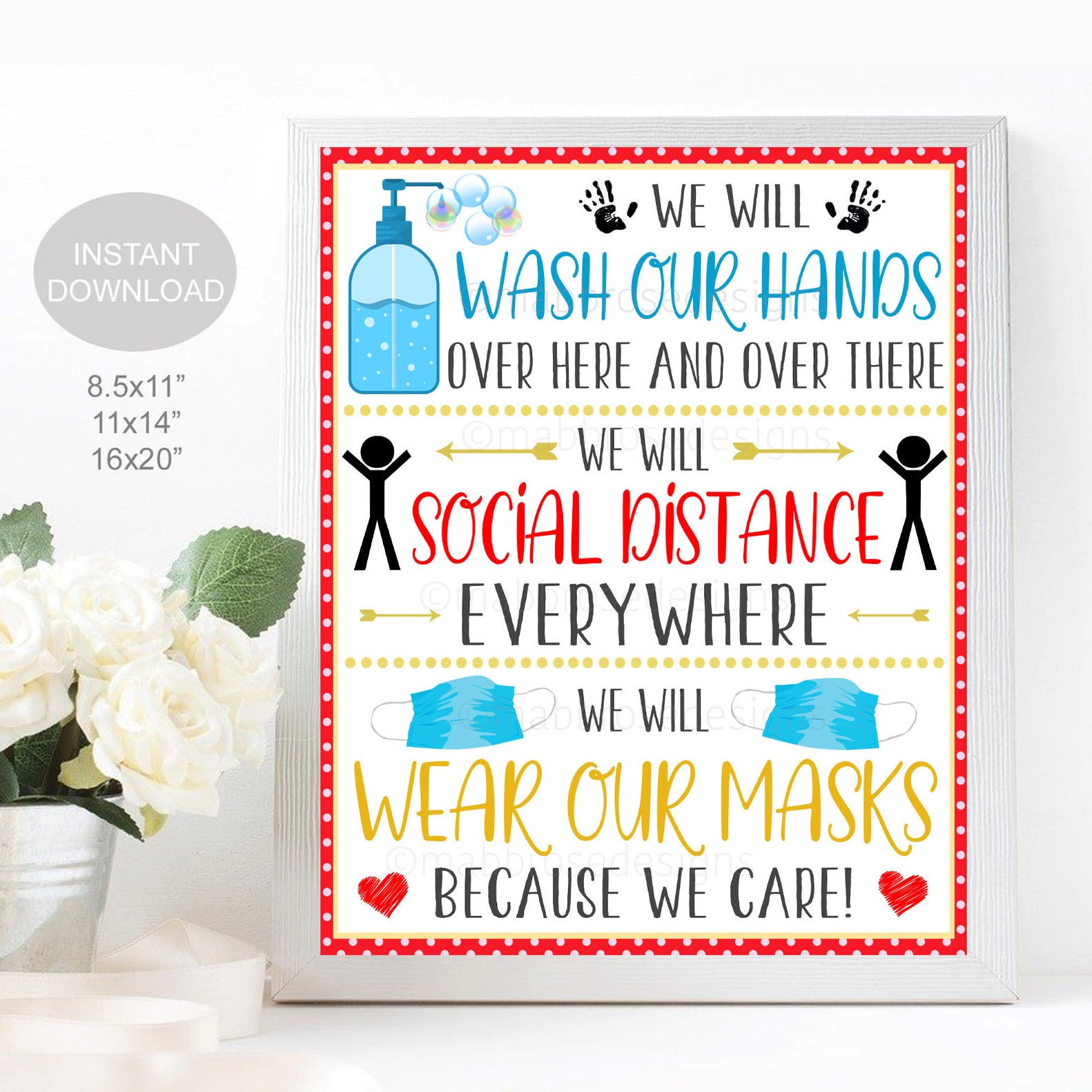 School Face Mask Poem Sign | TidyLady Printables