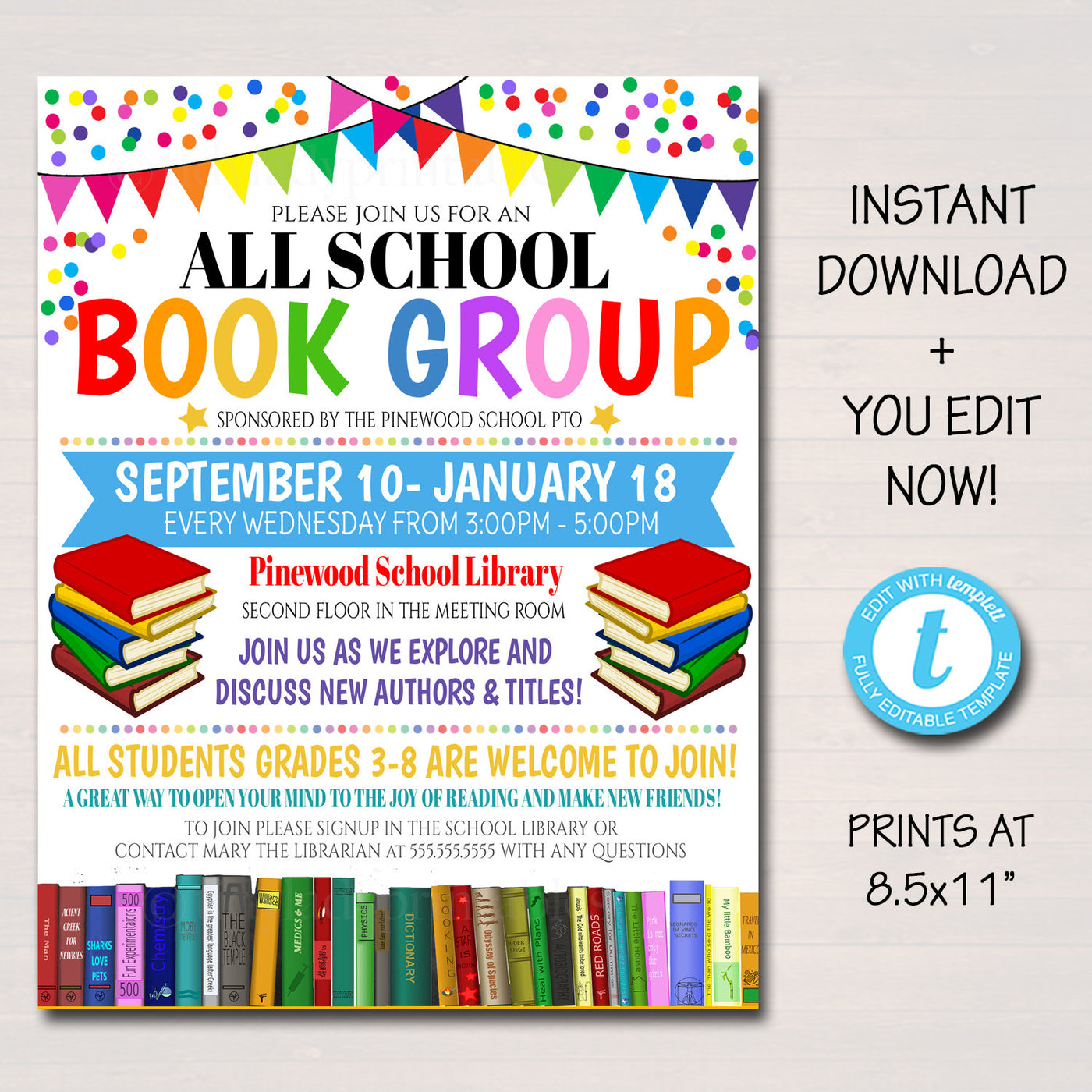 Book Club Flyer - Family Literacy Night Invite — TidyLady Printables