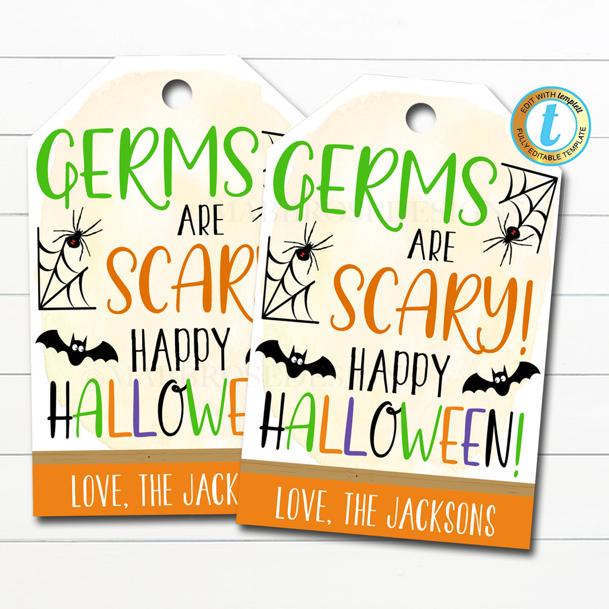Halloween Gift Tags - Germs are Scary | TidyLady Printables