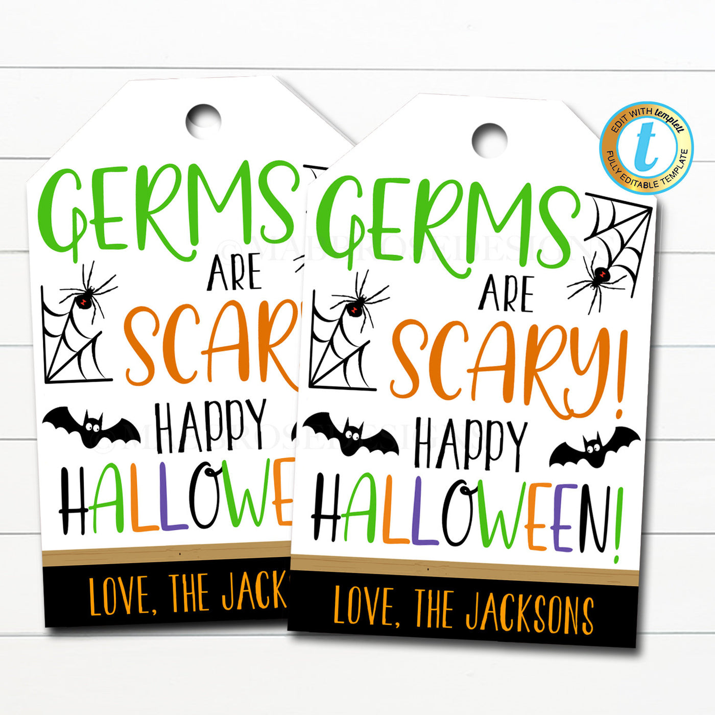 Halloween Gift Tags, Germs are Scary | TidyLady Printables