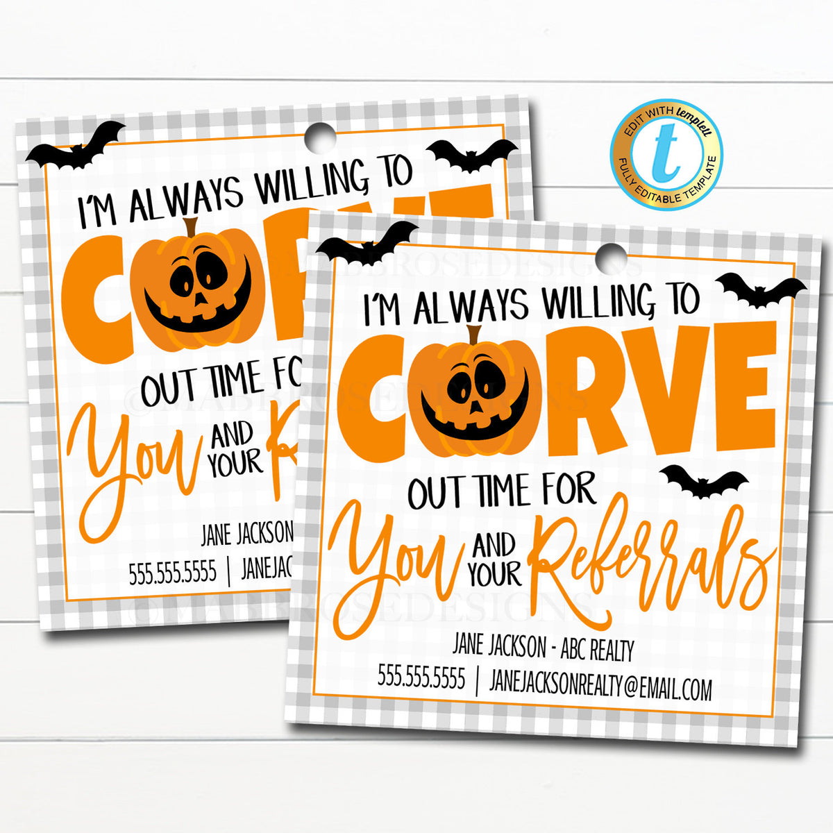 Halloween Pumpkin Realtor Gift Tag | TidyLady Printables