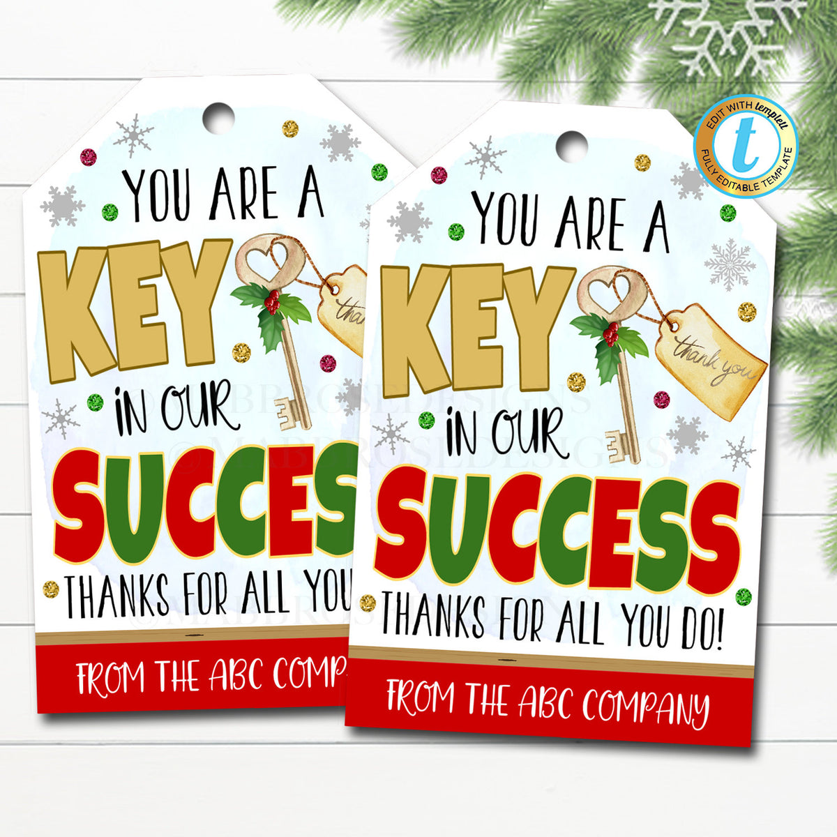 Christmas Appreciation Gift Tag - Success Key Worker — TidyLady Printables