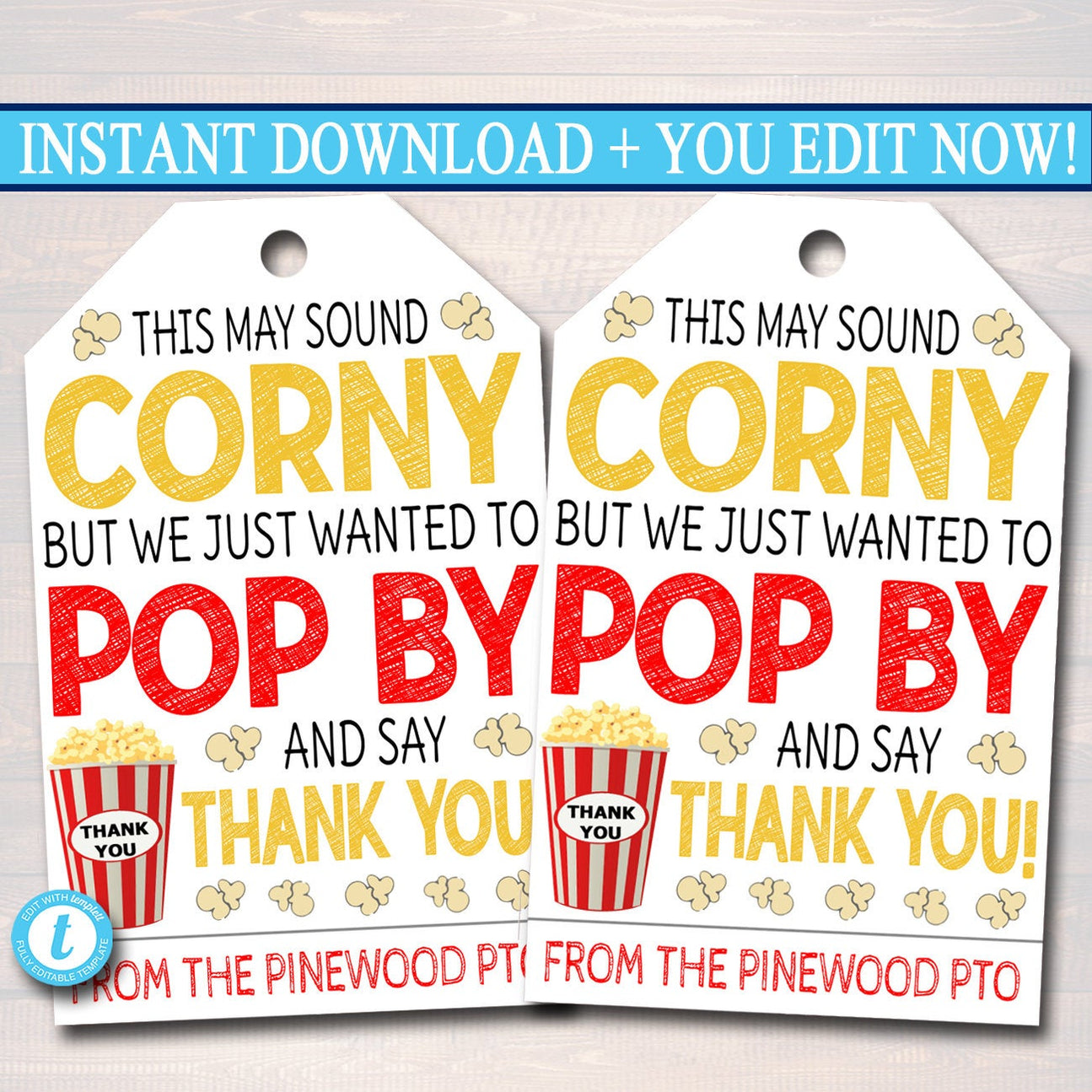 Popcorn Thank You Tags - Teacher Staff Employee Appreciation — TidyLady ...