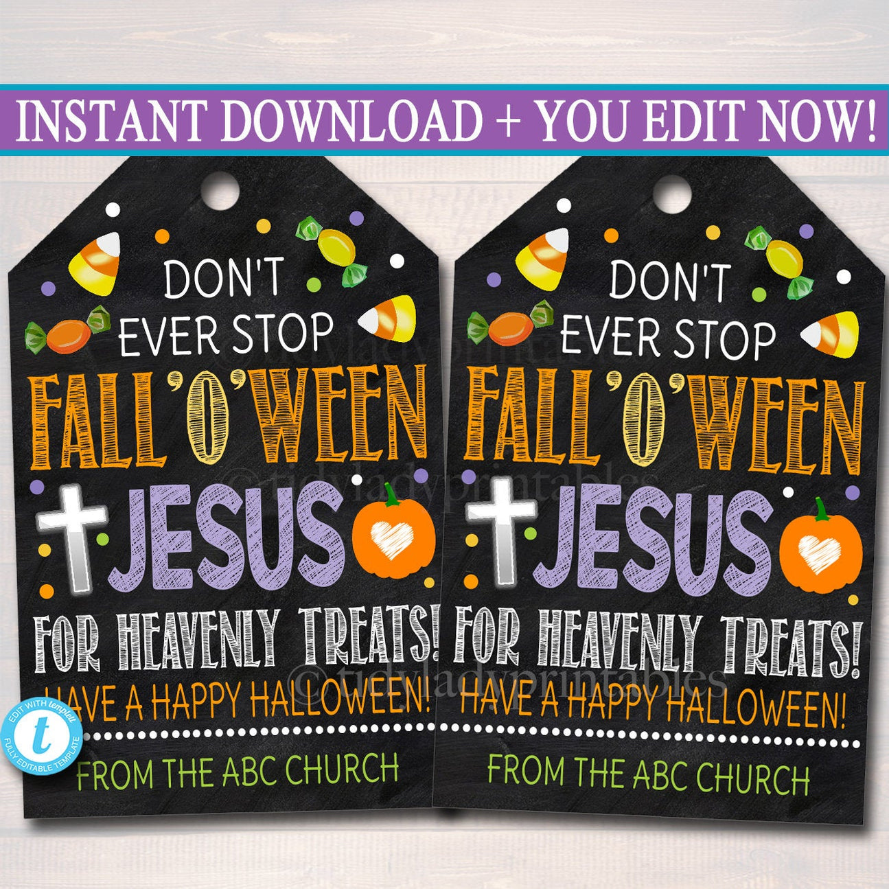 Halloween Religious Gift Tag | Never Stop Fall-o-ween Jesus — TidyLady ...