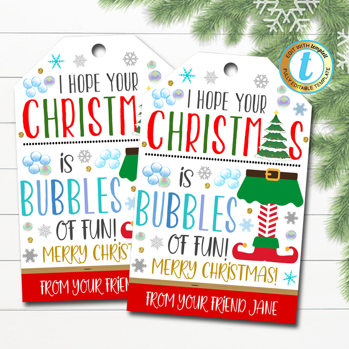 Christmas Gift Tags, Bubbles of Fun Kids Friend Classroom — TidyLady ...