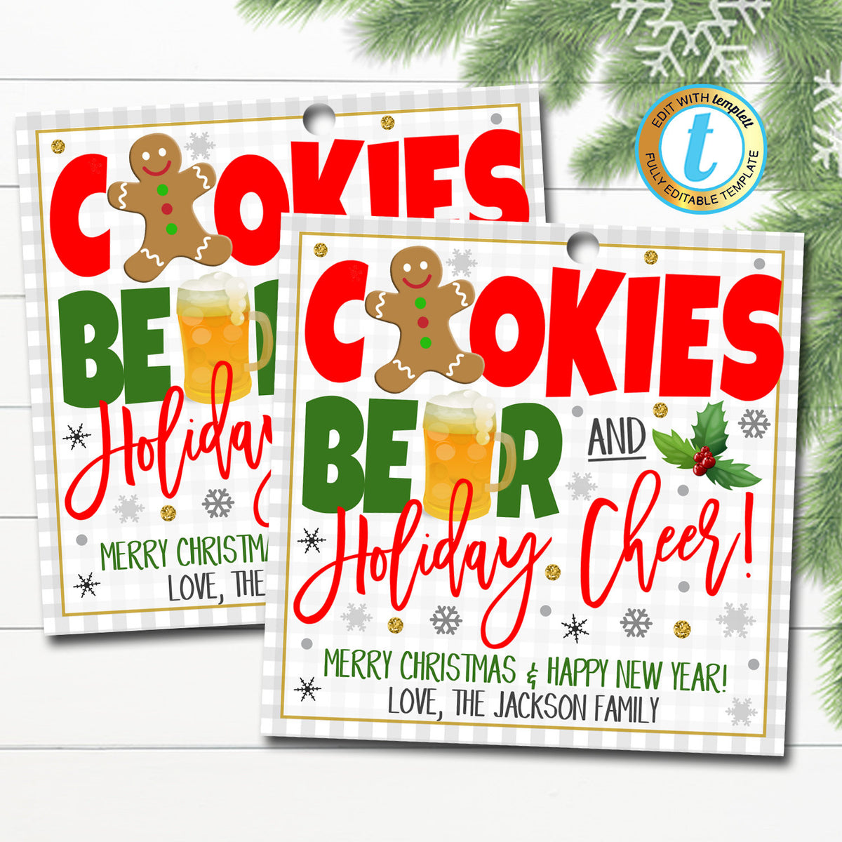 Cookies Beer and Holiday Cheer Gift Tag | TidyLady Printables