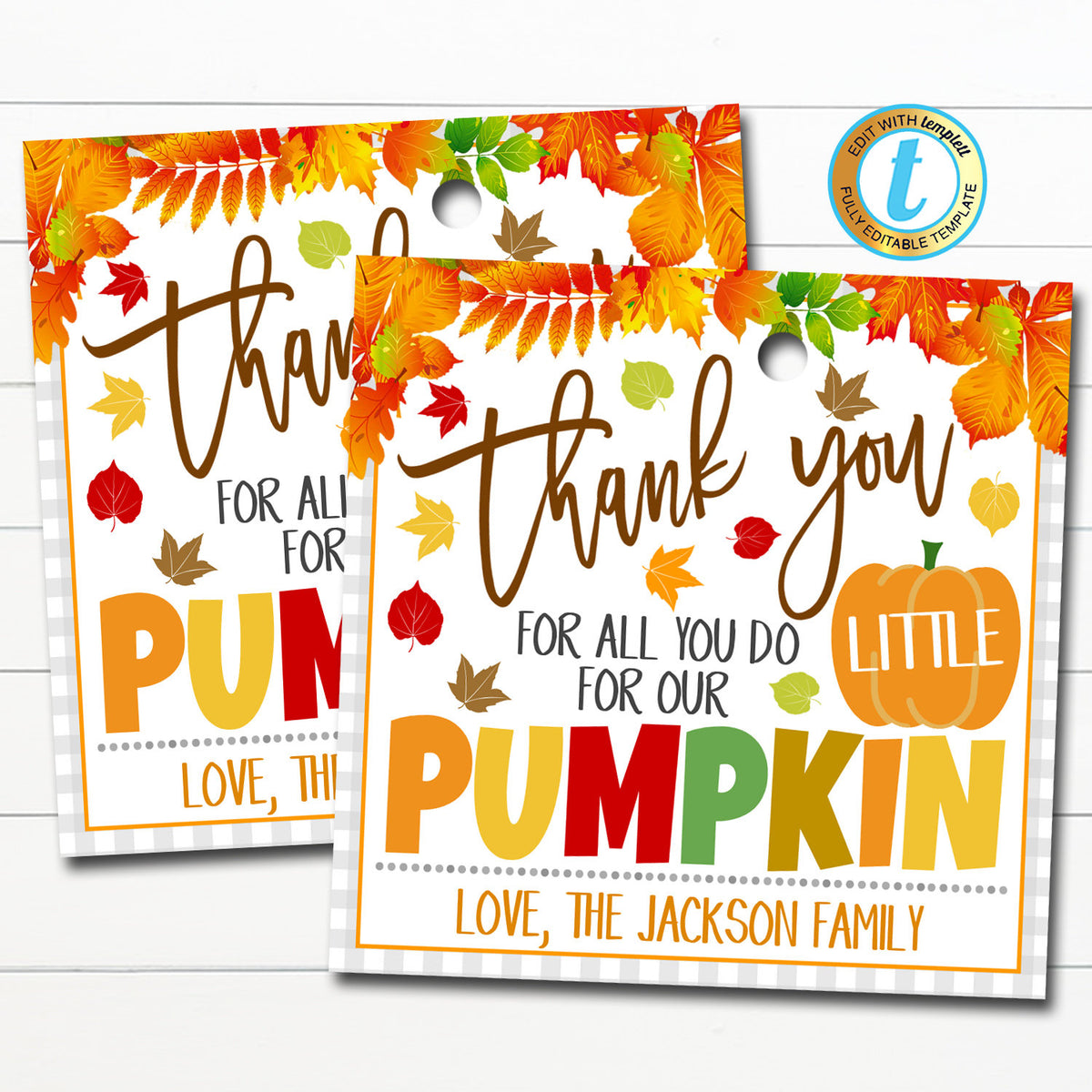 Thank you for all you do for our little pumpkin Gift Tag — TidyLady ...