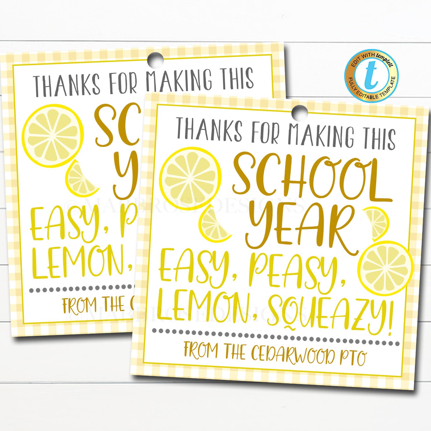 Lemons Gift Tag, Thank you easy peasy lemon squeezy — TidyLady Printables