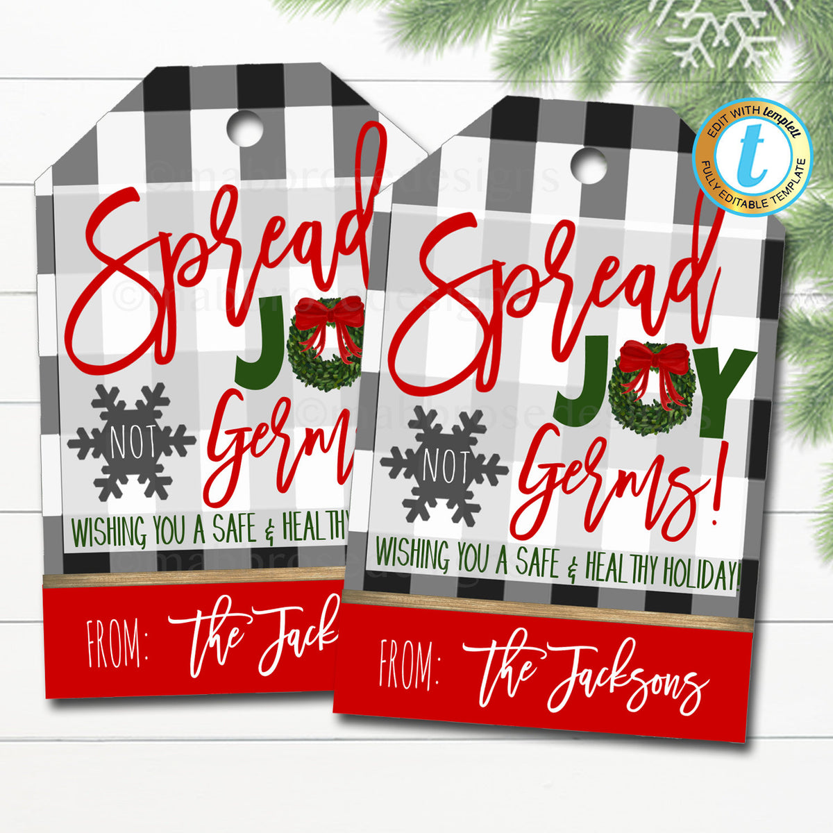Merry Christmas Spread Joy Not Germs - Hand Sanitizer Label — TidyLady ...